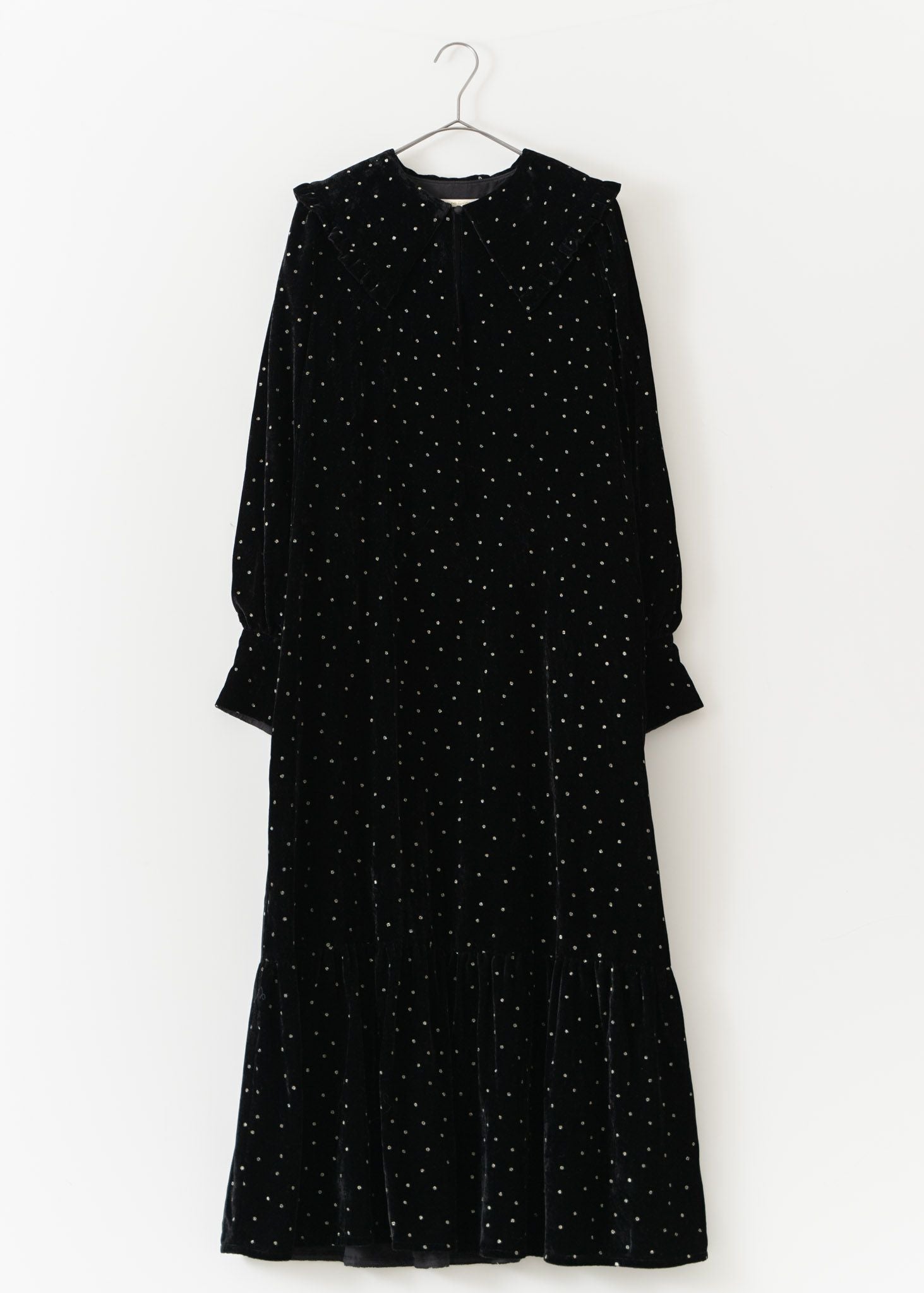 Velvet Glitter Print Frill Collar Dress | Pasand by ne Quittez pas | パサンドバイヌキテパ