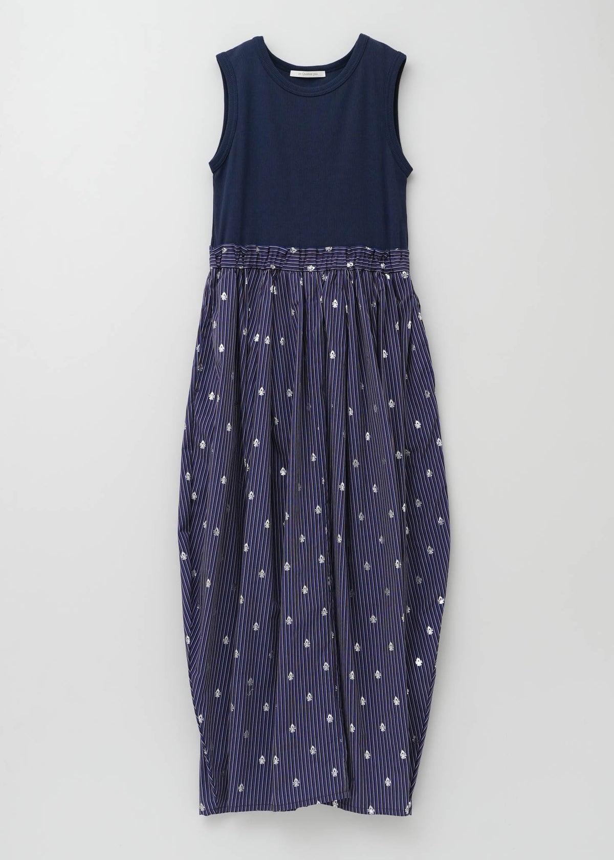 Rib Tank Combi Poplin Stripe Foil Print Dress | Pasand by ne Quittez ...